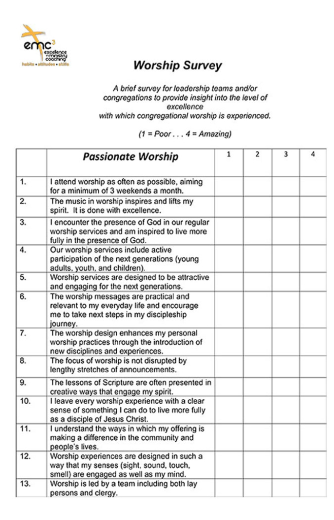 Worship Survey | EMC3 Coaching