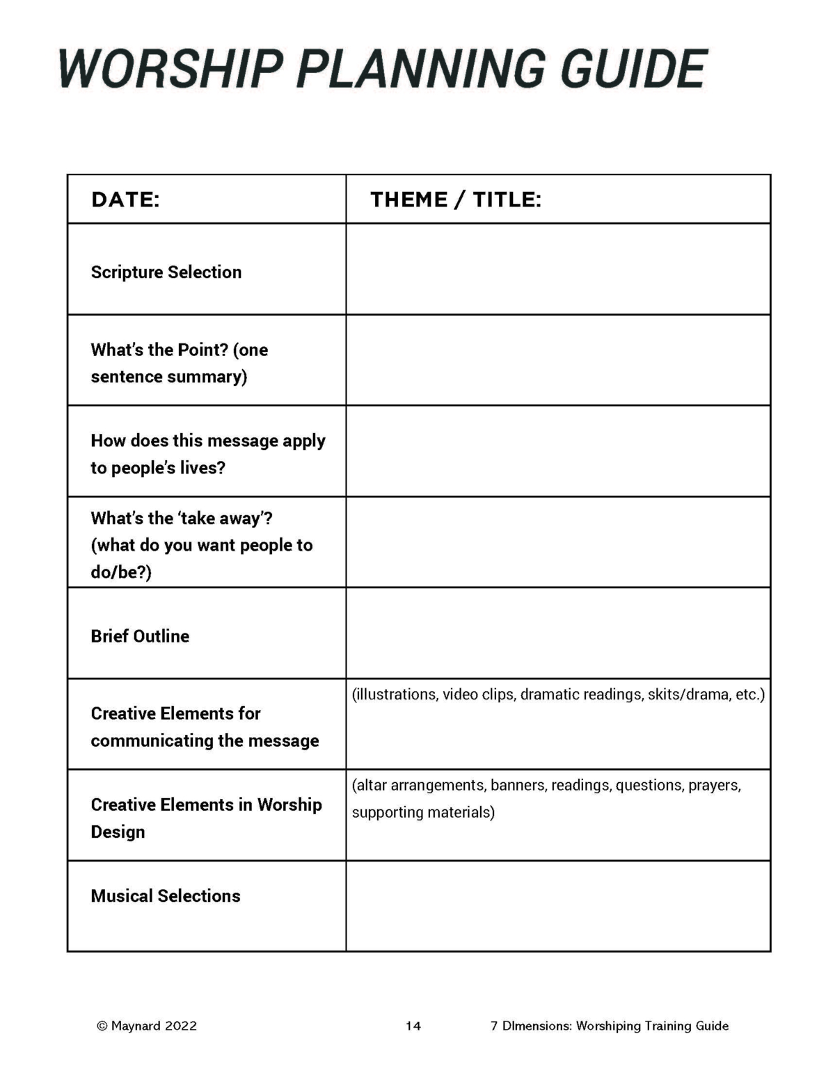 Worship Planning Guide - EMC3 Coaching